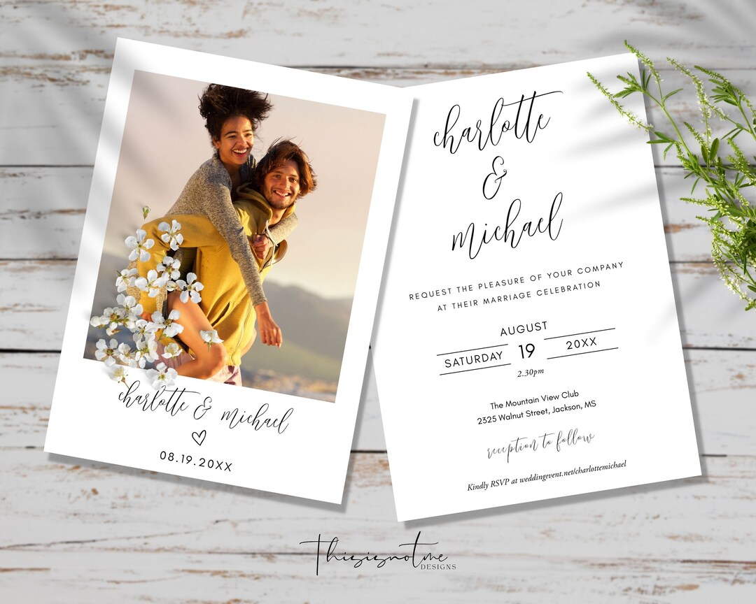 Minimalist Wedding Invitation Template, Modern Wedding Invite, Editable ...