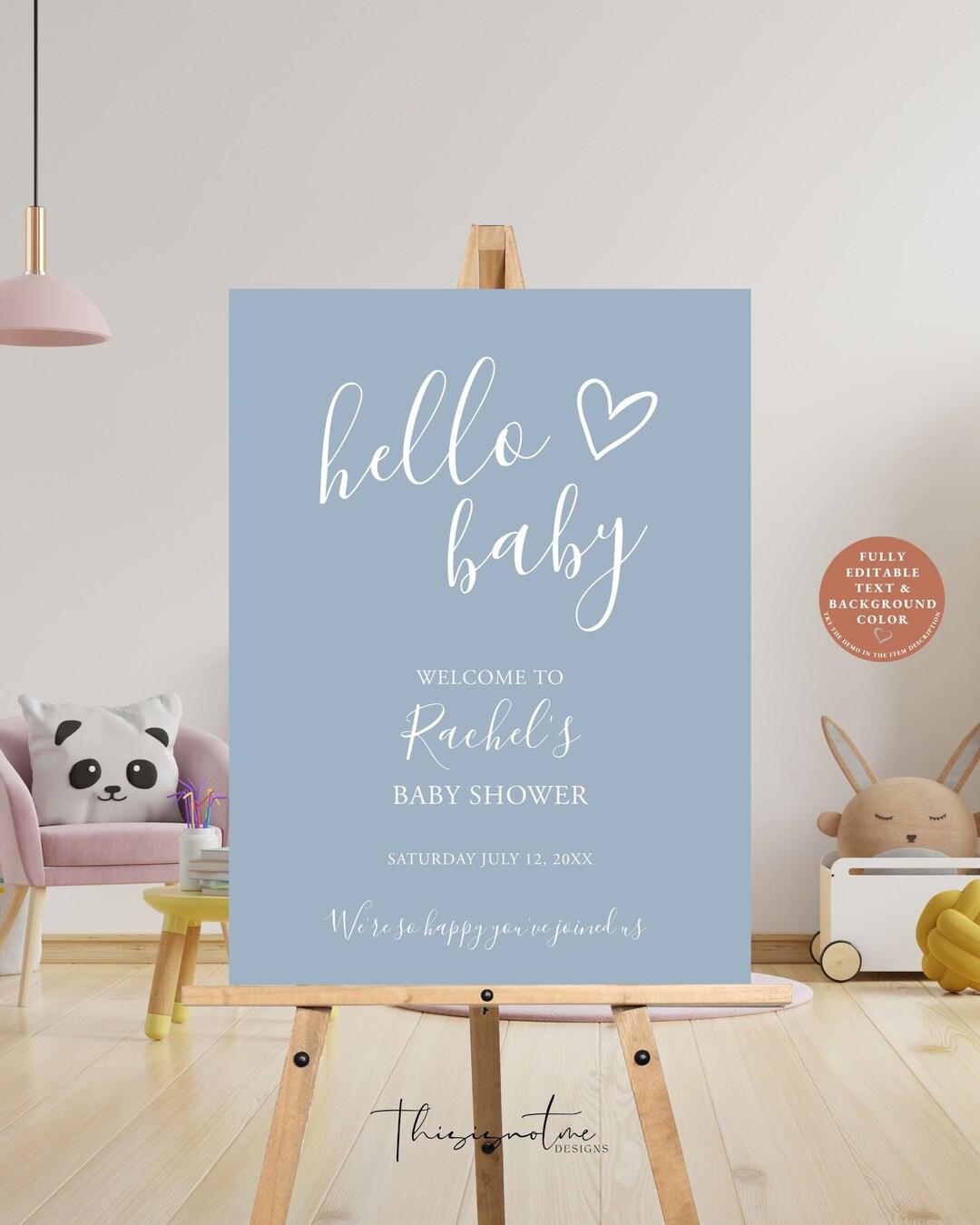 Boy Baby Shower Welcome Sign, Hello Baby, Blue Baby Shower, Boho Baby ...