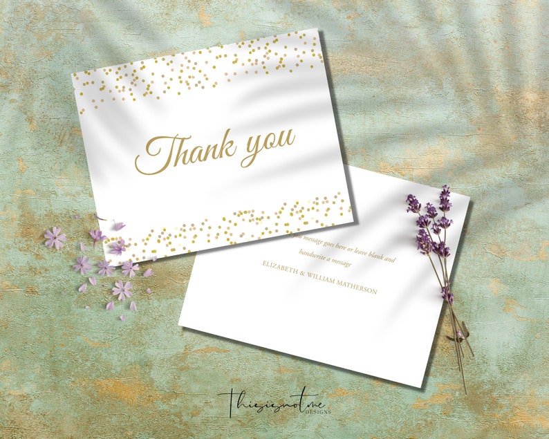 Gold Thank You Card Template: Photo Keepsake (instant Download) - Etsy