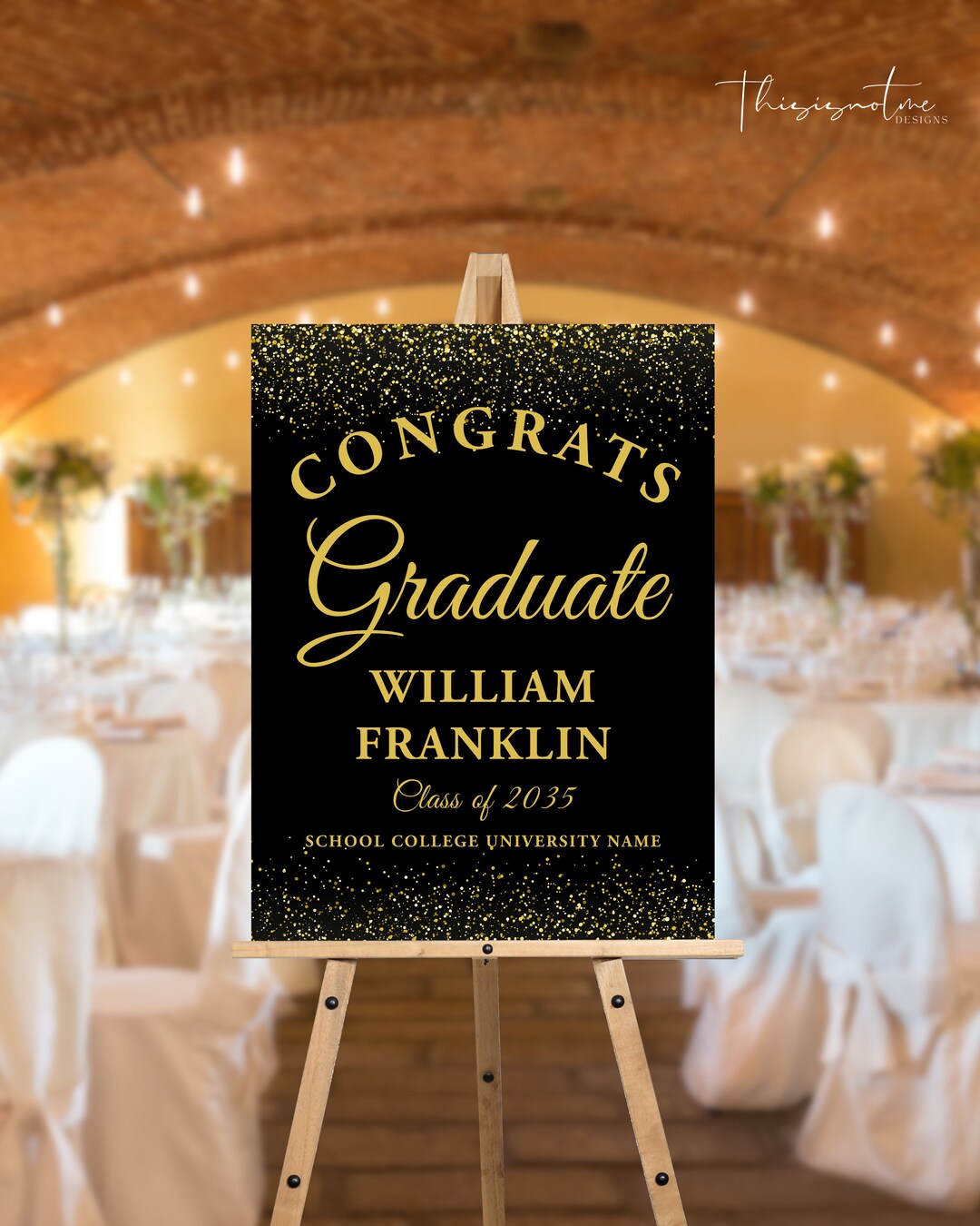 Graduation Welcome Sign Template: Black and Gold DIY Party Poster ...