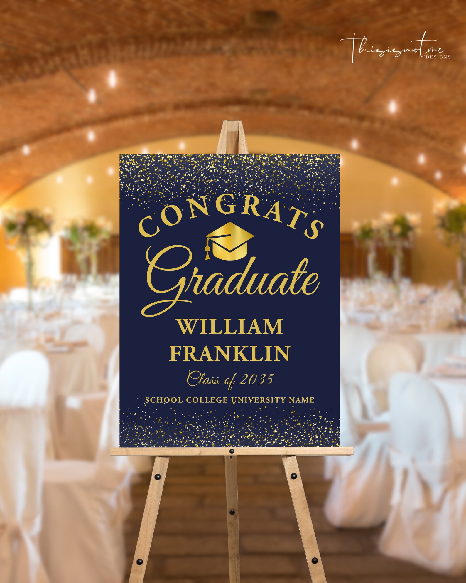 Graduation Welcome Sign Template: Navy Blue and Gold Welcome Party ...