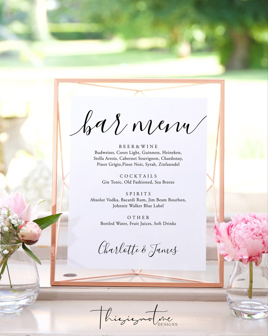 Modern Wedding Bar Menu Template Minimalist Wedding Bar Menu Wedding ...