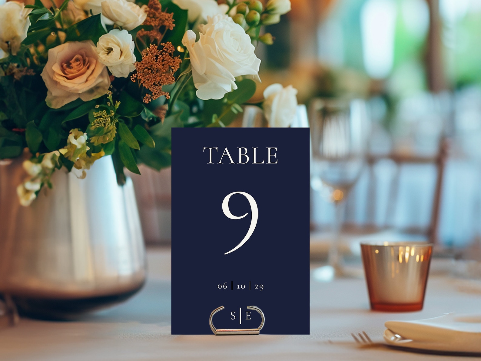 Minimalist Navy Blue Wedding Table Number Template, Elegant Table ...