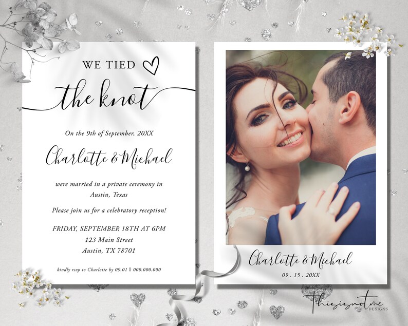 Signature Script We Tied the Knot Invitation With Photo Template ...