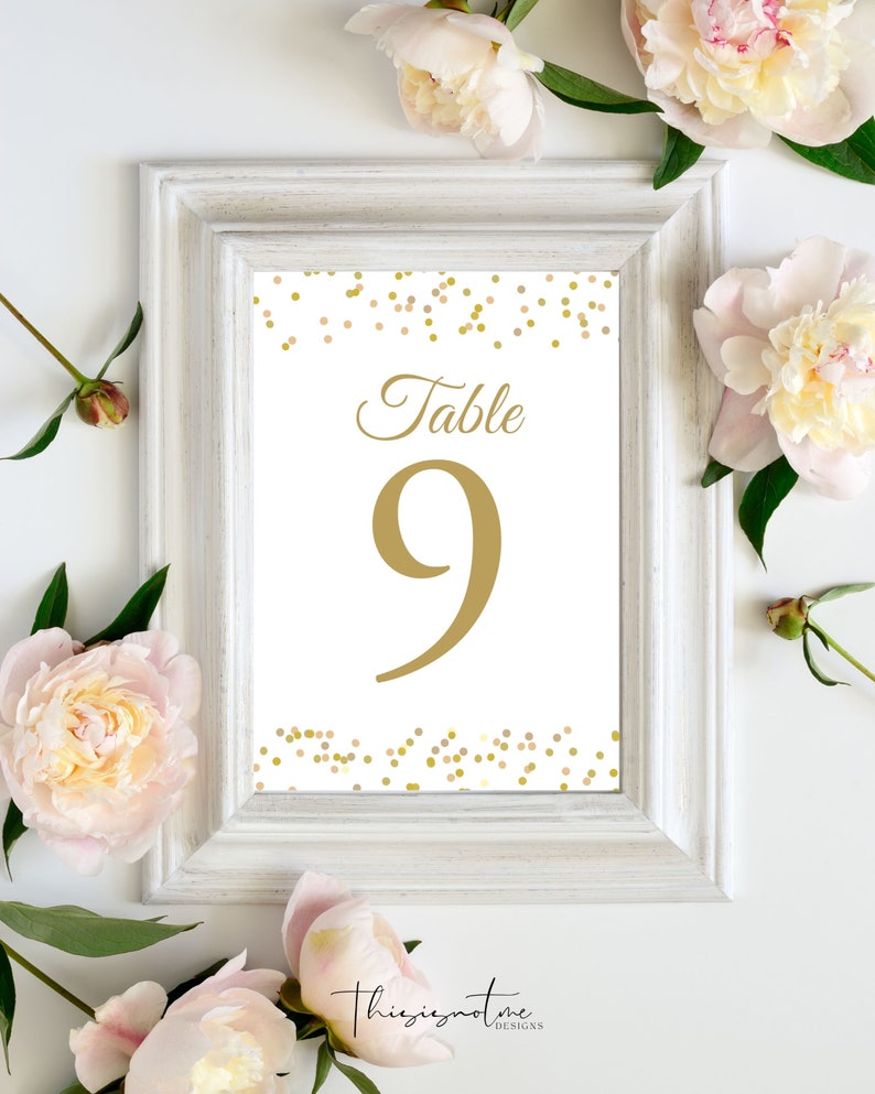 Gold Table Number Template Wedding Anniversary Table Numbers - Etsy