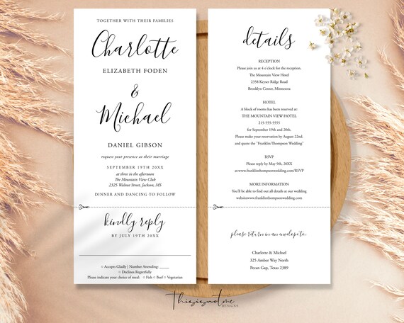 Diy Tri Fold Wedding Invitation Template