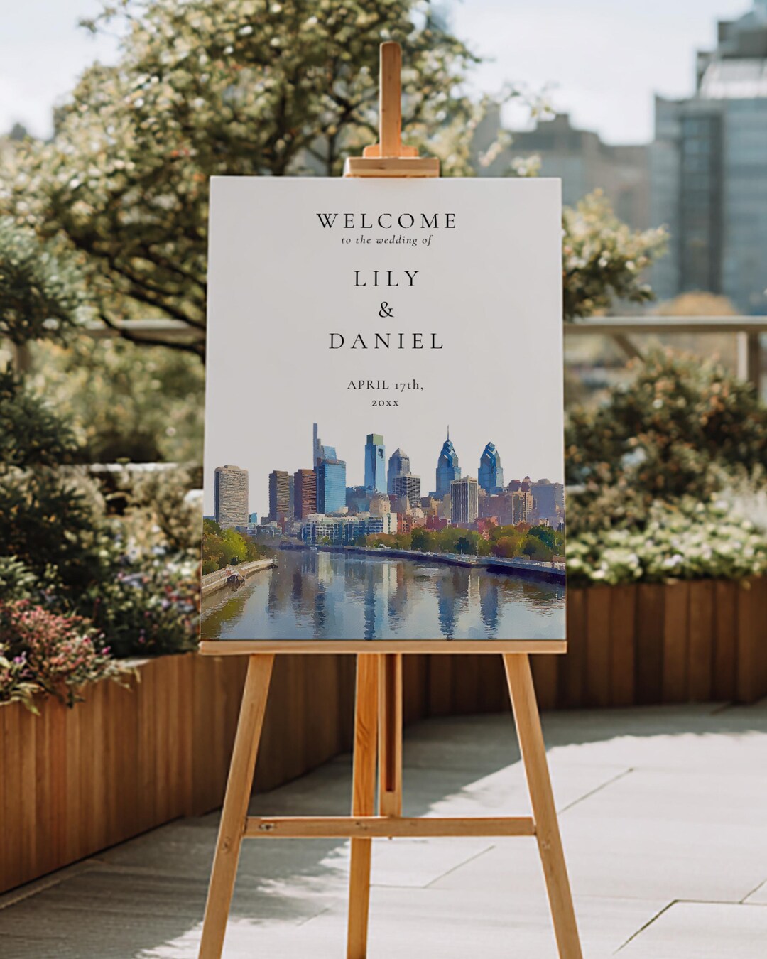 Watercolor Philadelphia Wedding Welcome Sign Template: Editable Poster ...
