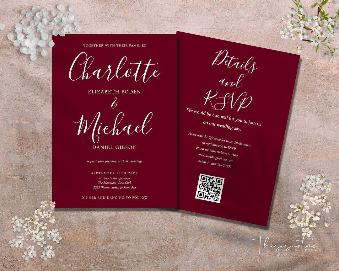 Signature Elegant QR Code Wedding Invitation Template, Minimalist ...
