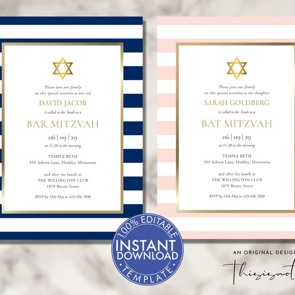 Bat Mitzvah Invitation - Etsy