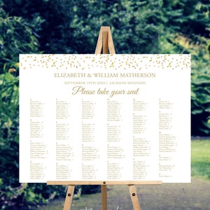 Modern Wedding Seating Chart Template, Gold Anniversary Seating Sign ...