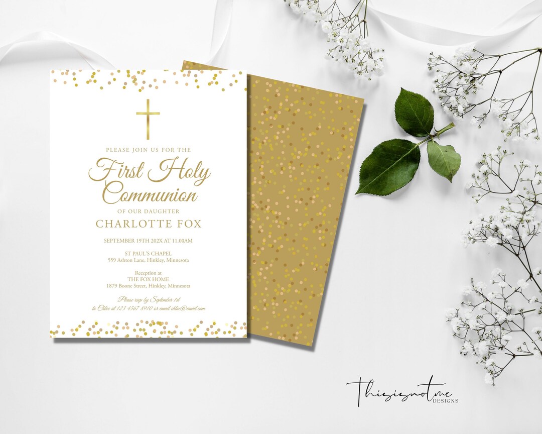 First Holy Communion Invitation Template, First Communion Printable ...