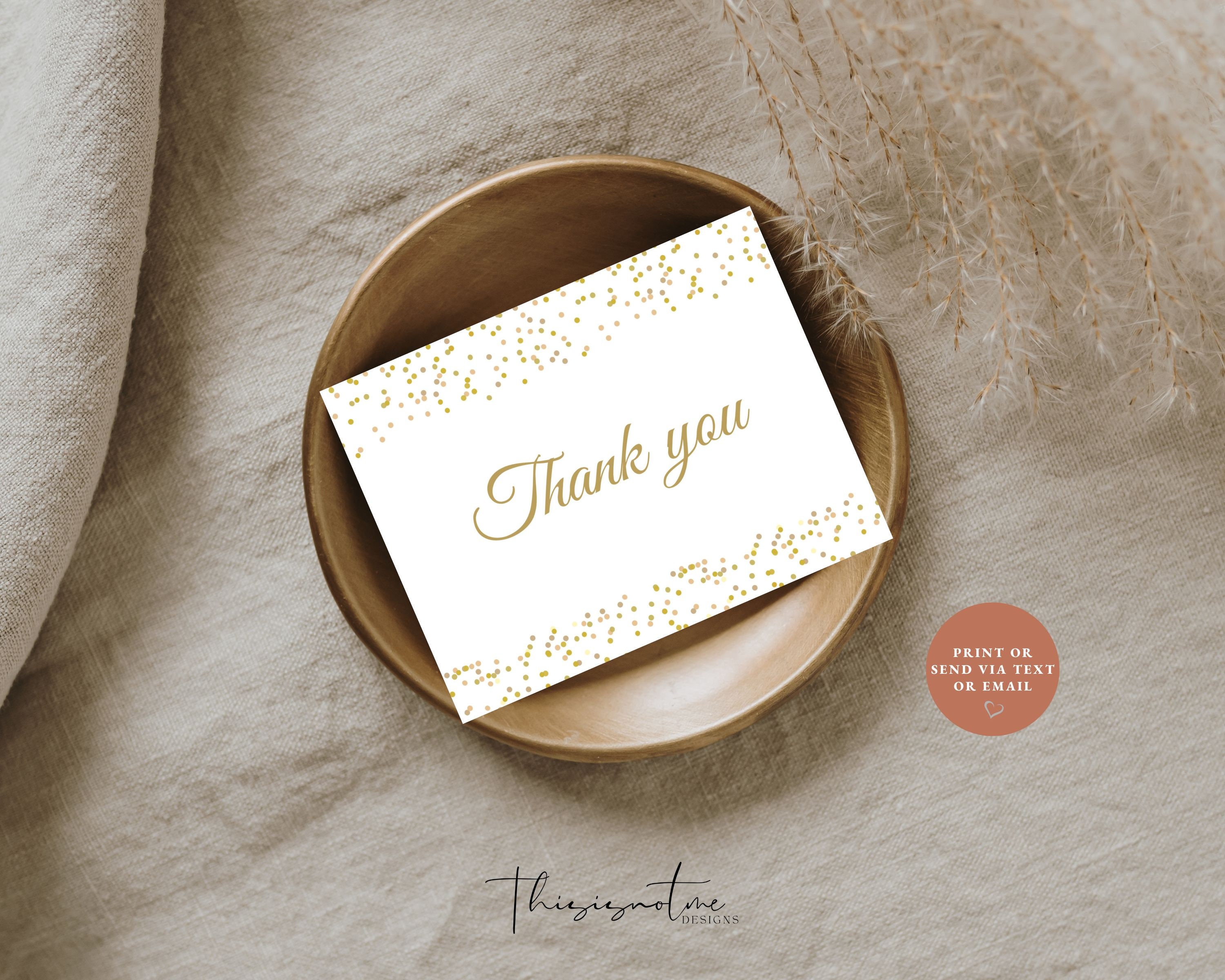 Gold Thank You Card Template: Photo Keepsake (instant Download) - Etsy