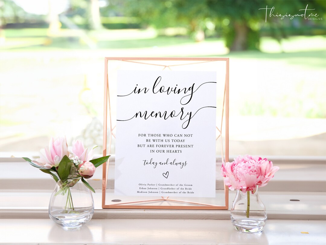 Modern Minimalist Memorial Sign Template: in Loving Memory Printable ...