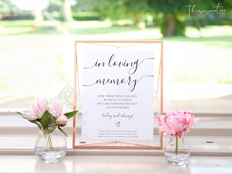 Modern Minimalist Memorial Sign Template: in Loving Memory Printable ...