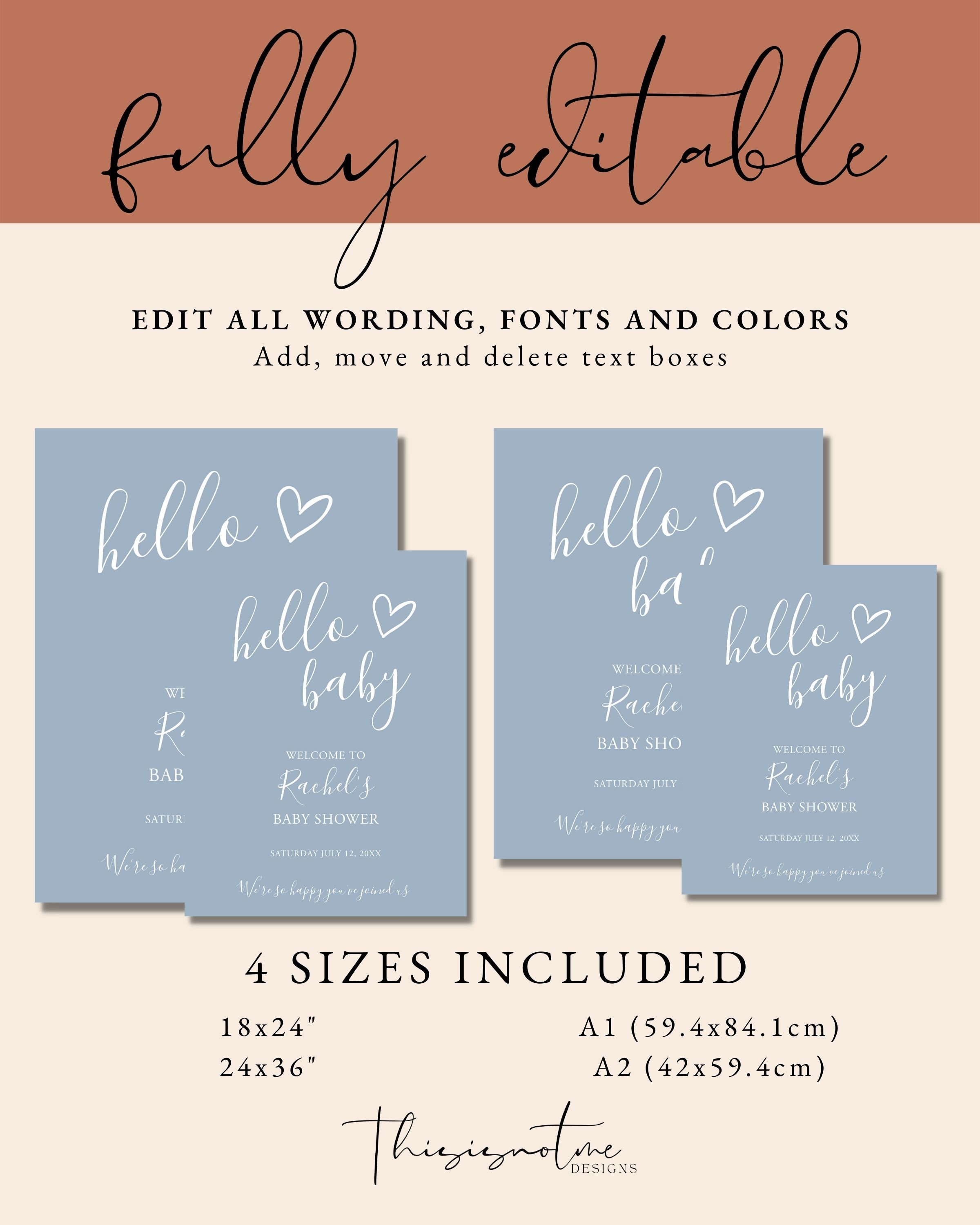 Boy Baby Shower Welcome Sign Hello Baby Blue Baby Shower - Etsy