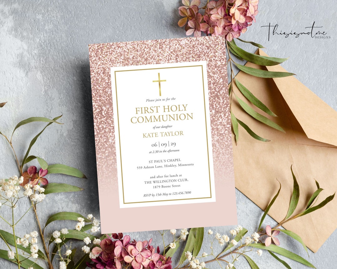 First Holy Communion Invitation Template First Communion Printable ...