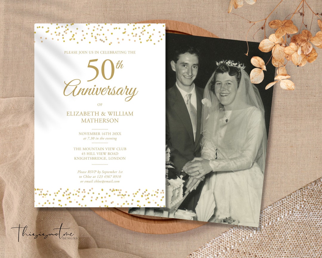 50th Anniversary Invitation Template, Instant Download Editable ...