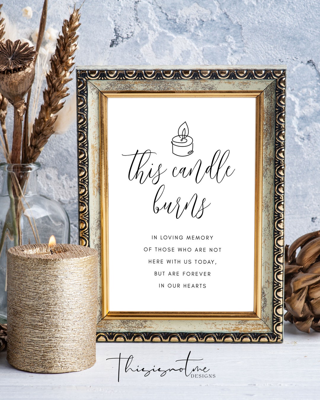 This Candle Burns Sign Template, Memorial Sign, Printable in Loving ...
