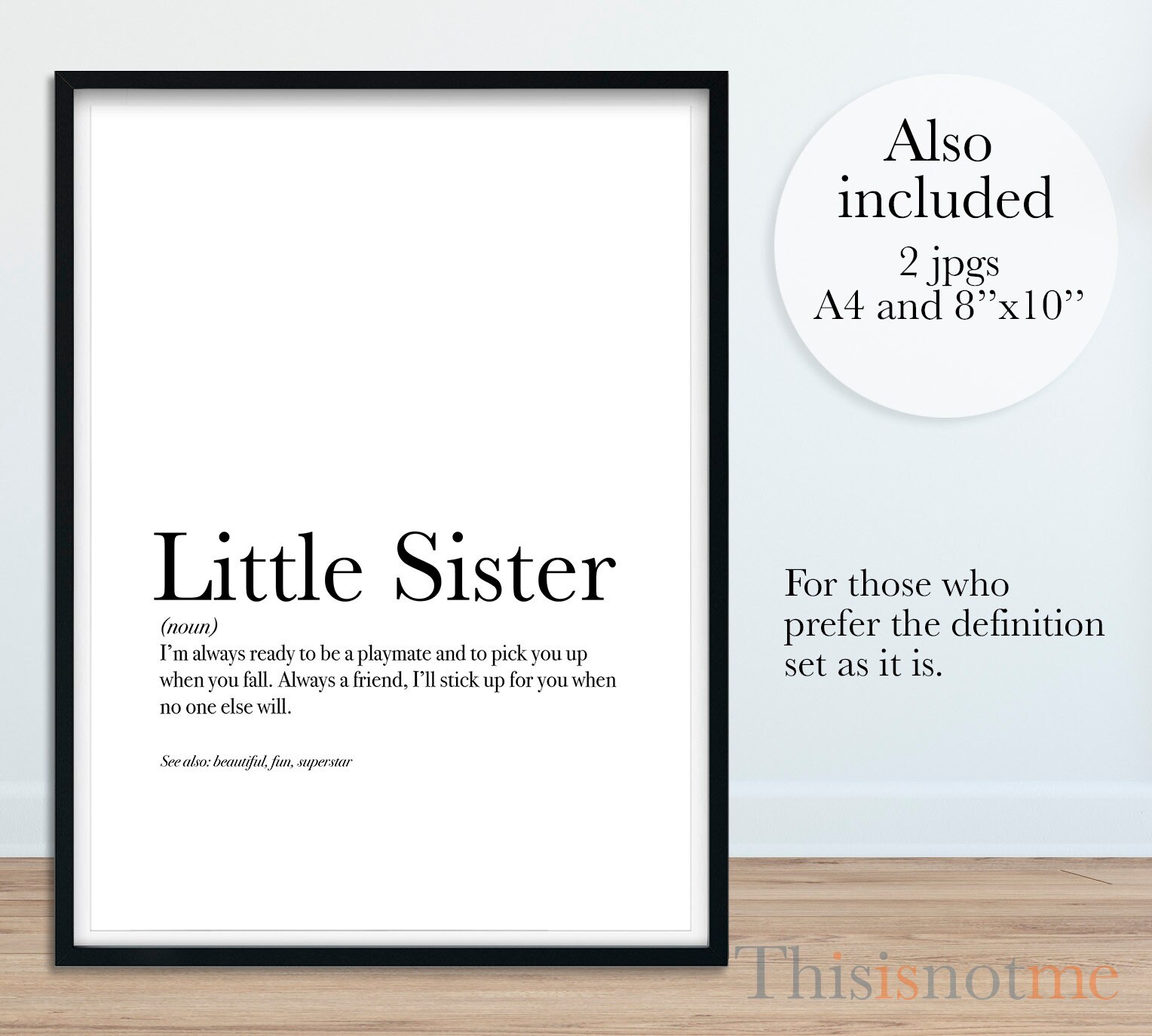 World's Best Ever Little Sister Definition Printable | Etsy