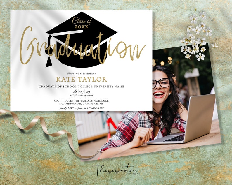 Graduation Party Invitation Template Graduation Cap Editable - Etsy
