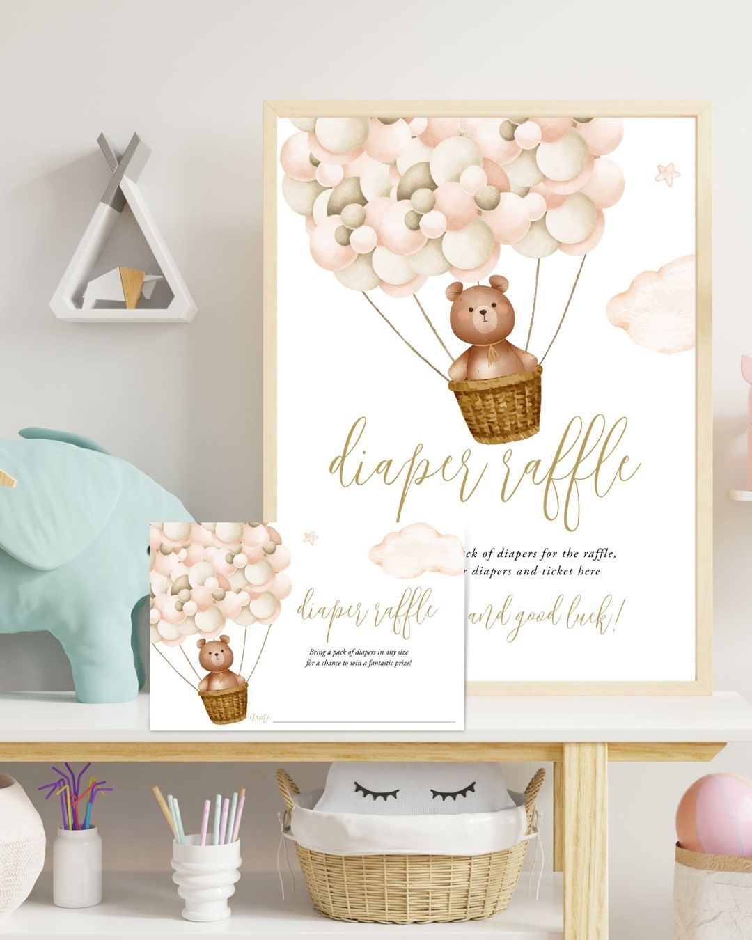 Plantilla de boletos y letrero para rifa de pañales de oso, podemos ...