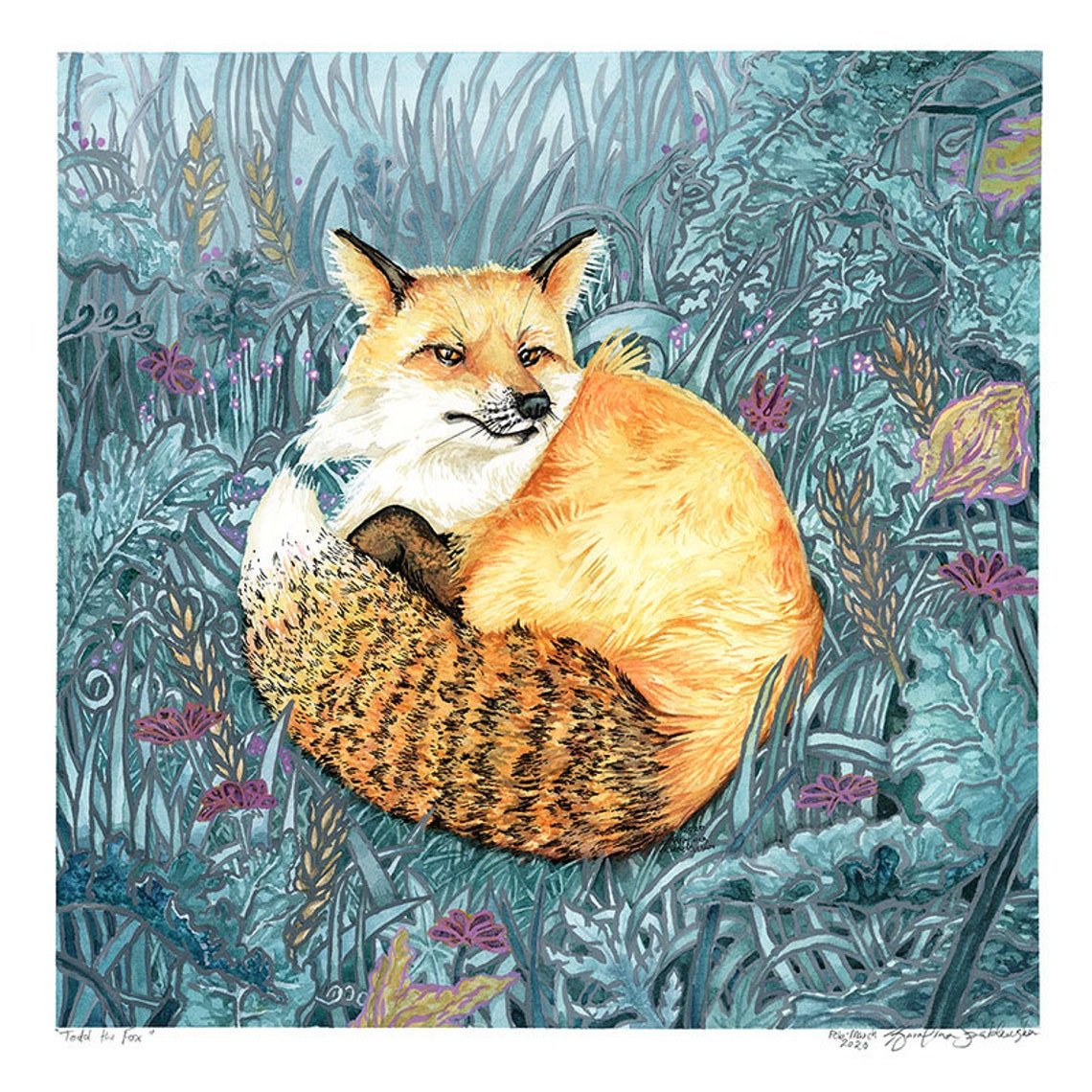 Red Fox Art Print Whimsical Large Wall Art for Animal | Etsy