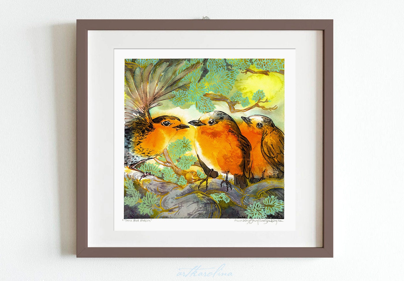 Red Robin Art Print Whimsical Large Wall Art / Bird Print of - Etsy