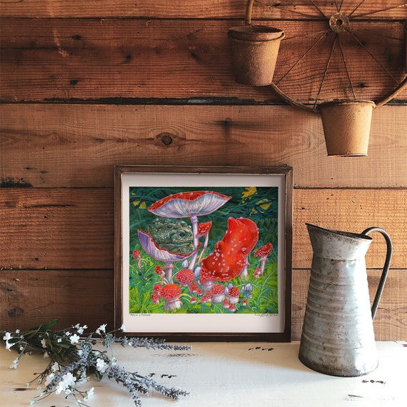 Mushroom Art Print Amanita Muscaria Toadstools Mushroom Etsy