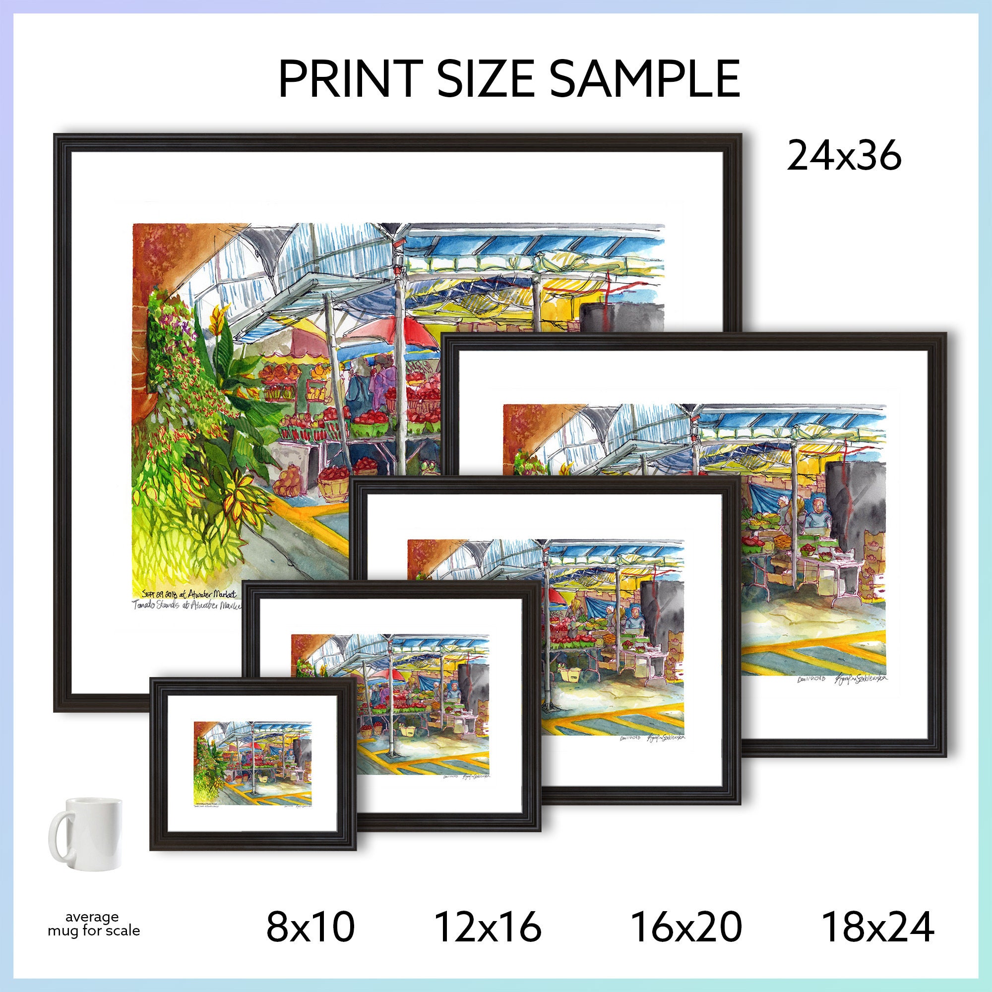 Atwater Market Print - Montreal Watercolor of Farmers Market Art, Extra ...