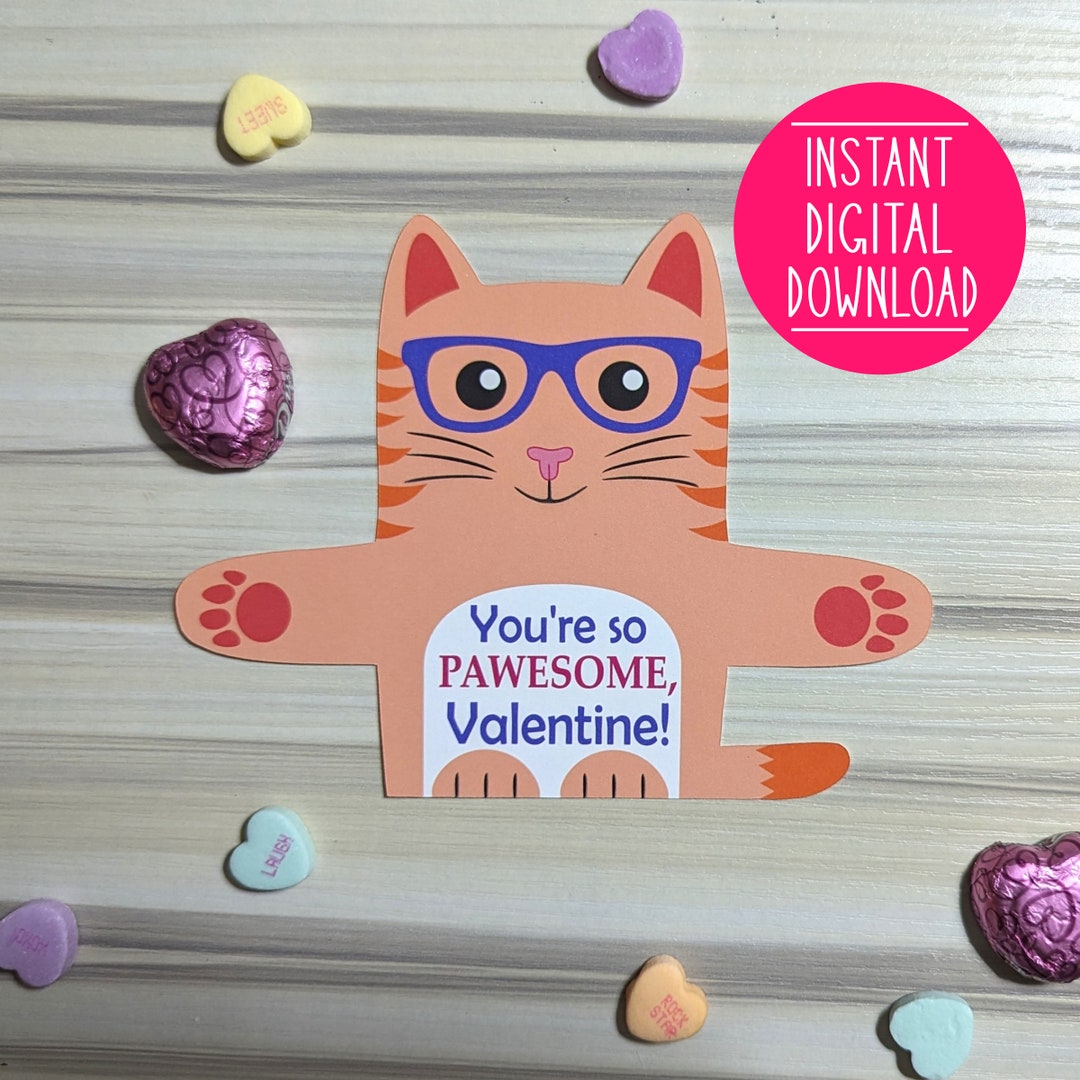 Instant Download Printable You're so Pawesome, Orange Cat Hugging ...