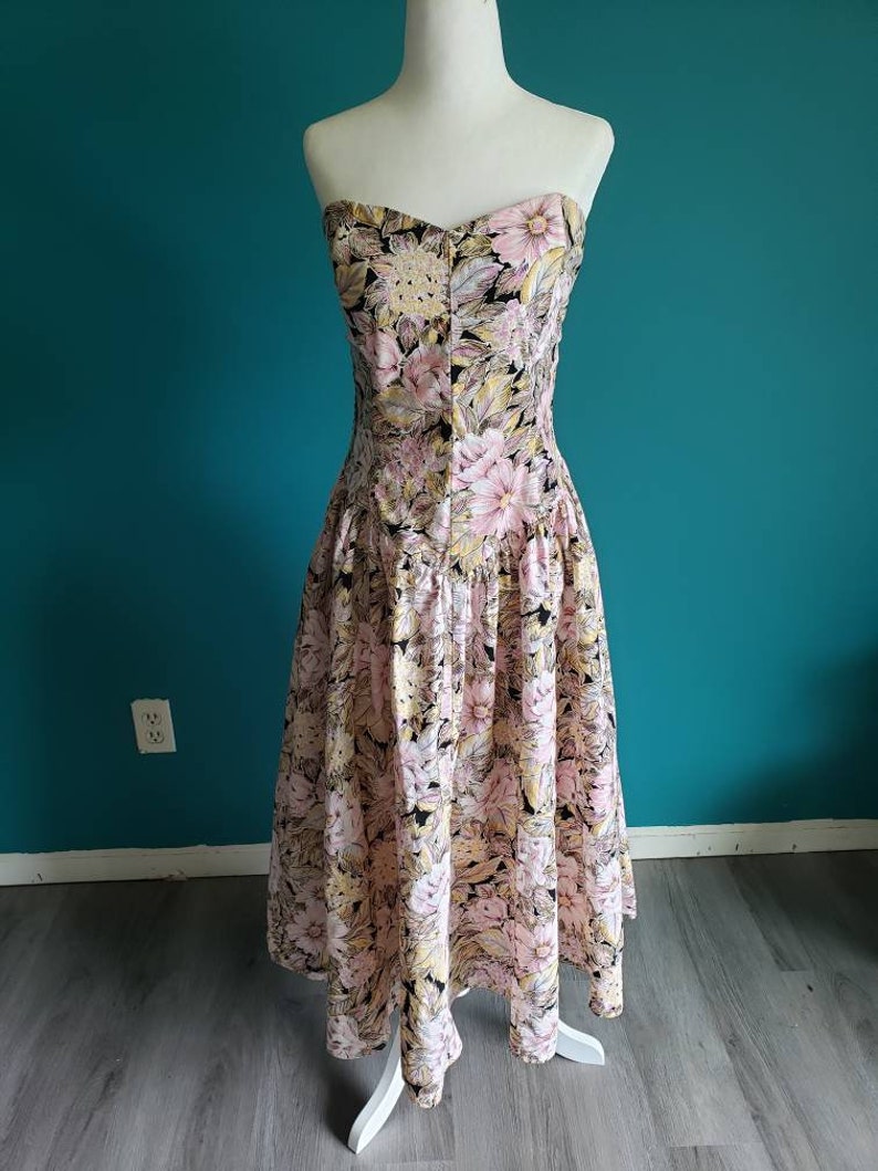 Vintage 1970s Sundress, 70s Dress, Strapless Dress, Circle Skirt, Size ...