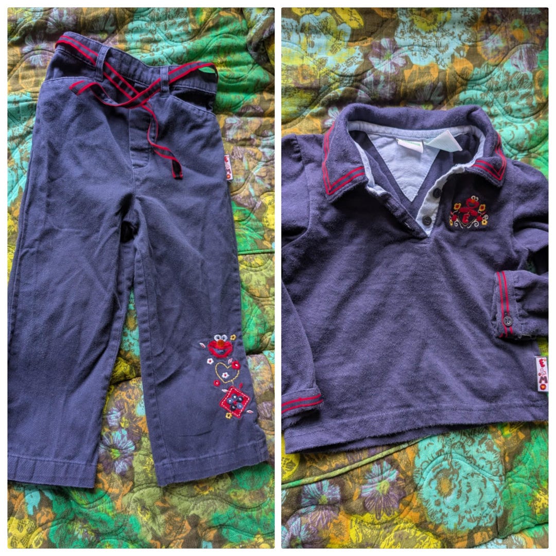 Vintage Girls 2000s Y2K Sesame Street Top and Pants Set Size 3t Elmo ...