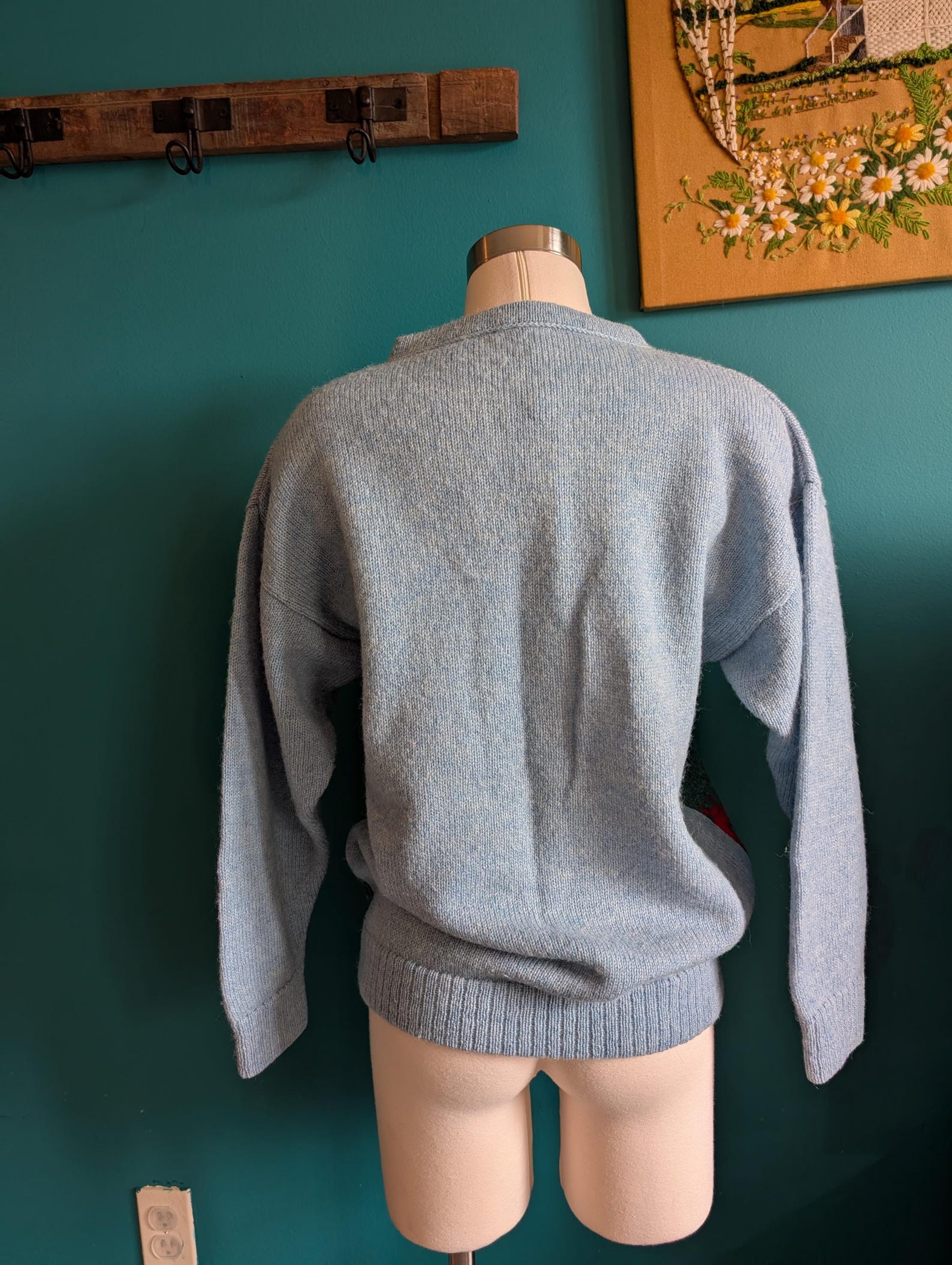 Vintage 1980s Hand Knit Landscape Wool Novelty Sweater Size Large Cows ...