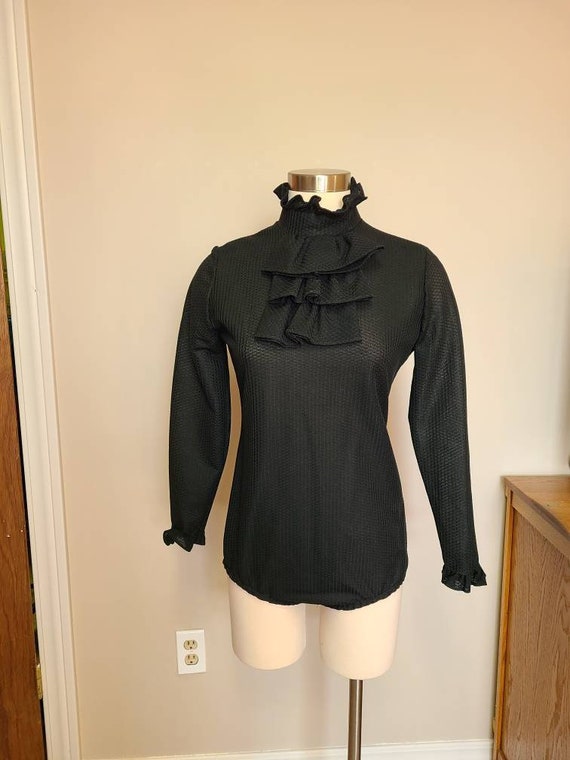 black ruffle bodysuit vintage - Gem
