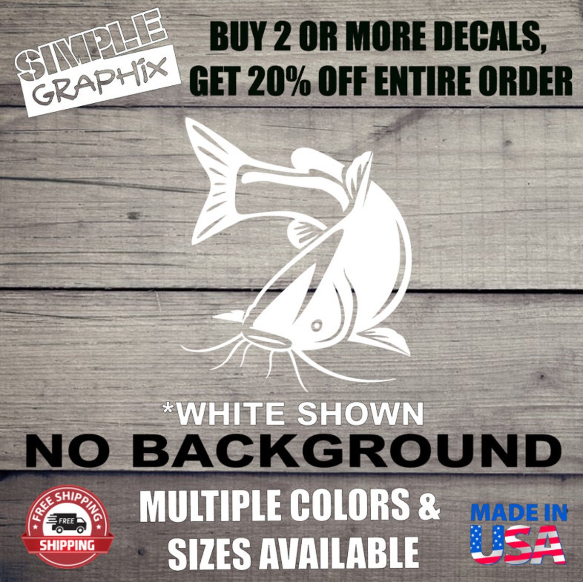 Catfish Vinyl Decal Bumper Sticker Fishing Fish Cat Fish | Etsy