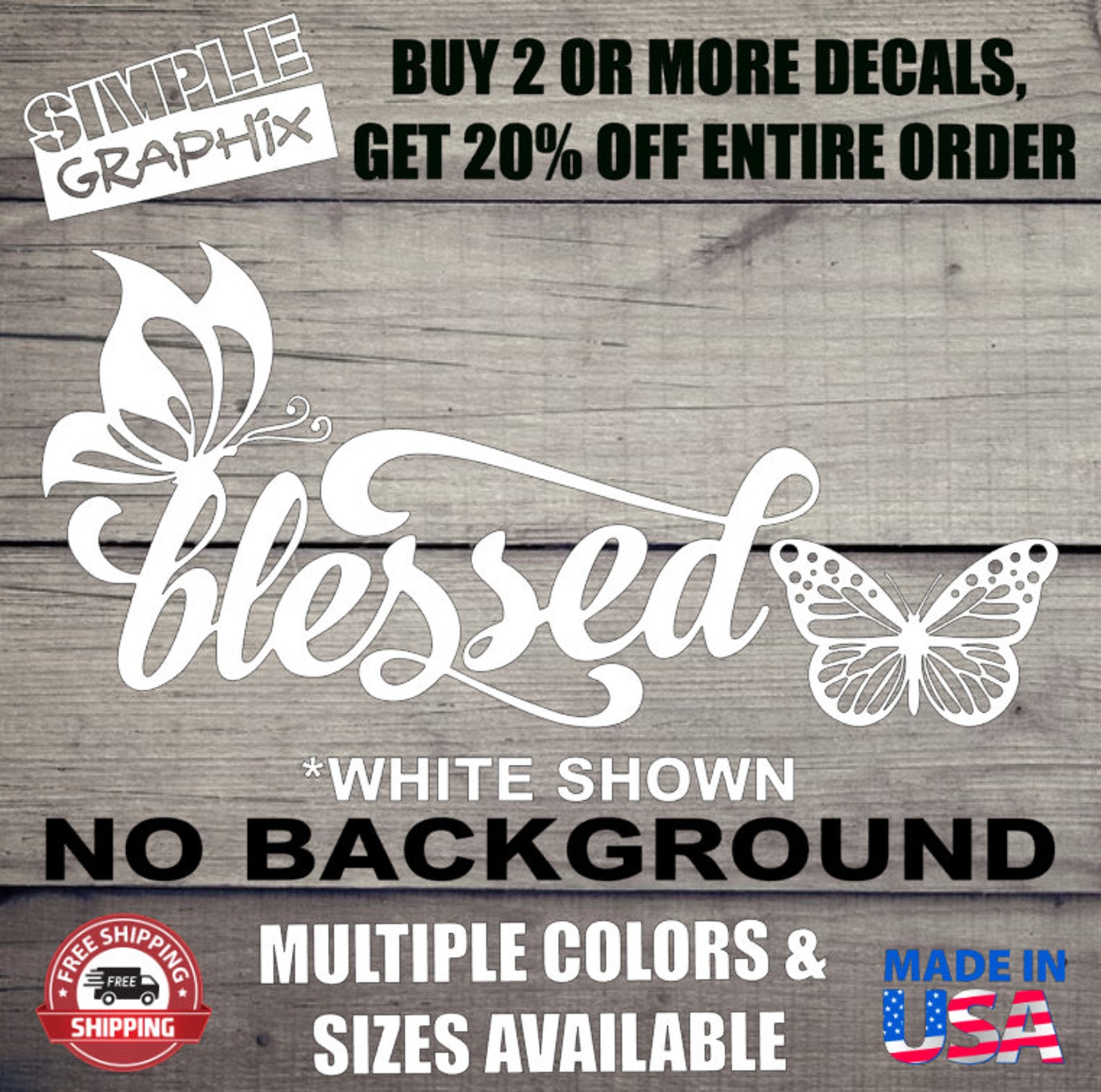 Blessed Butterfly Vinyl Decal Bumper Sticker Christian - Etsy