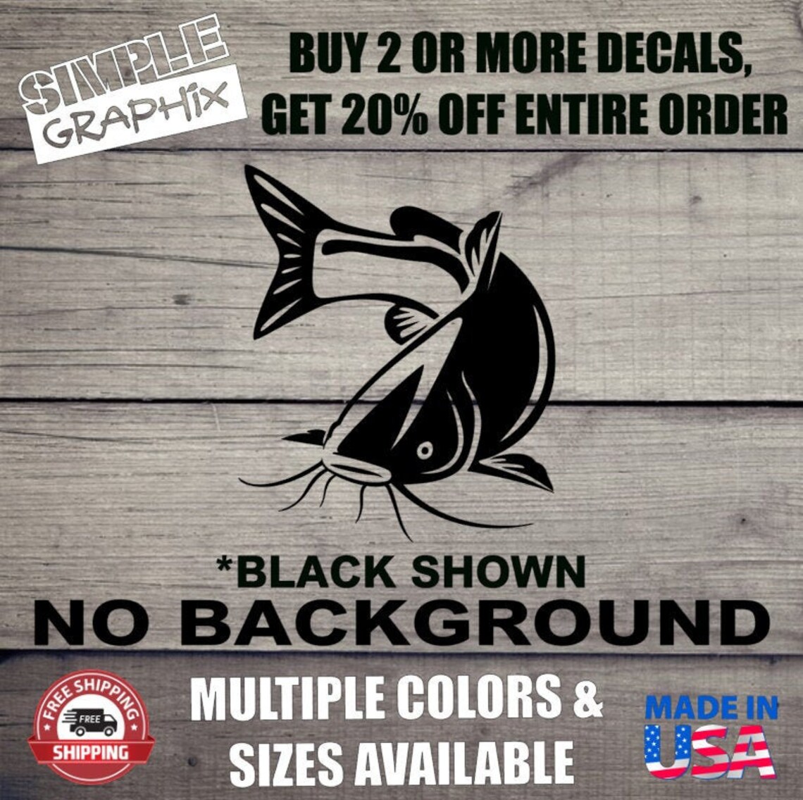 Catfish Vinyl Decal Bumper Sticker Fishing Fish Cat Fish | Etsy