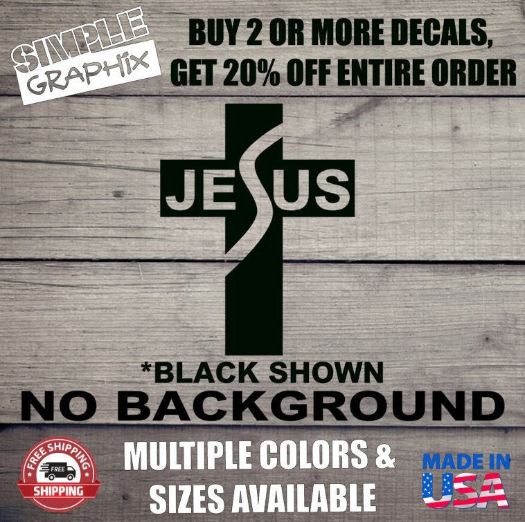 JESUS Cross V2 Vinyl Decal, Bumper Sticker, Christian, Religious, Jesus ...
