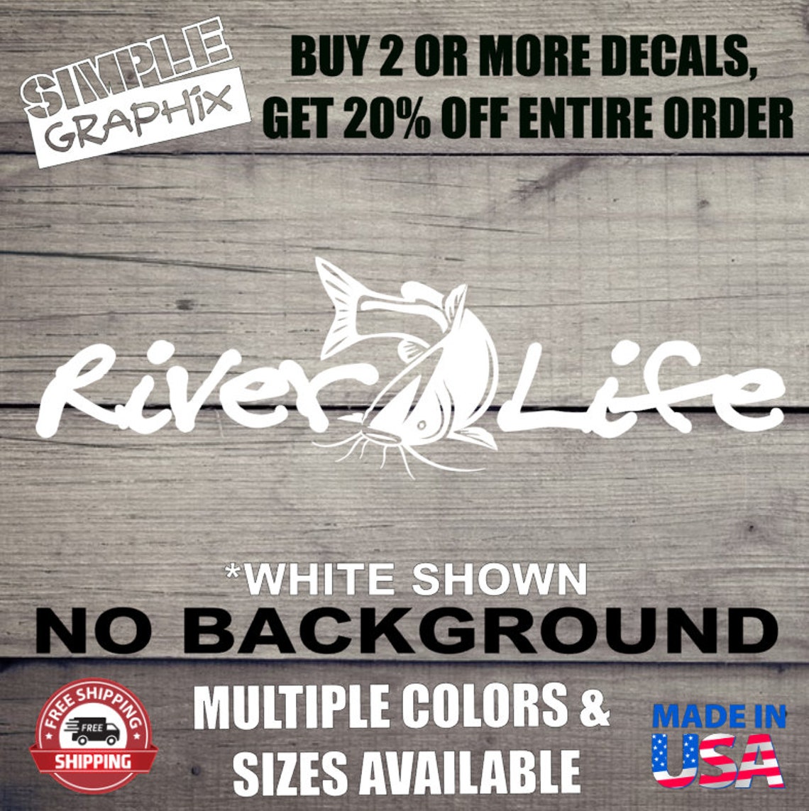 River Life Catfish Vinyl Decal Bumper Sticker Fishing - Etsy