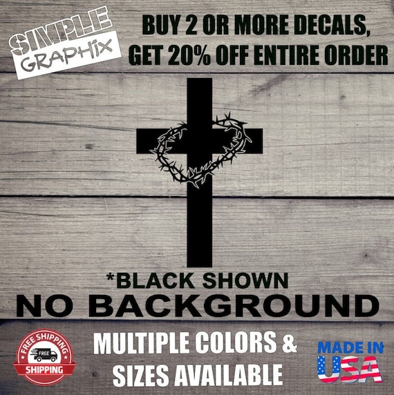 CROWN OF THORNS Cross Vinyl Decal Bumper Sticker Christian | Etsy