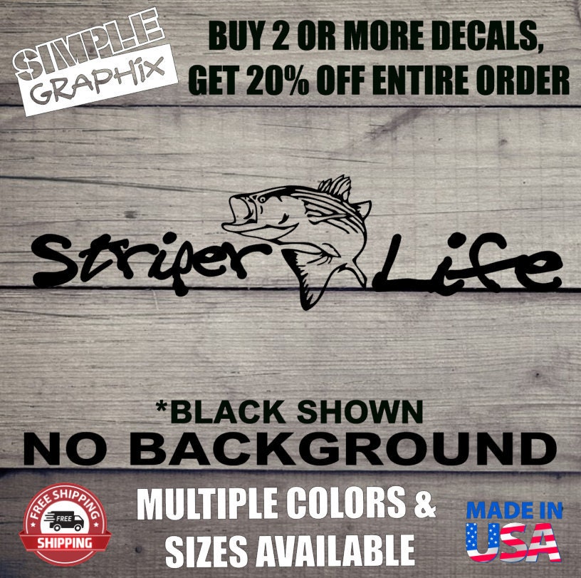 Striper Life Vinyl Decal, Bumper Sticker, Fishing, Rockfish, Striped ...