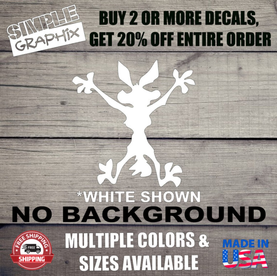 Wile E Coyote Splat Vinyl Decal Bumper Sticker Funny - Etsy