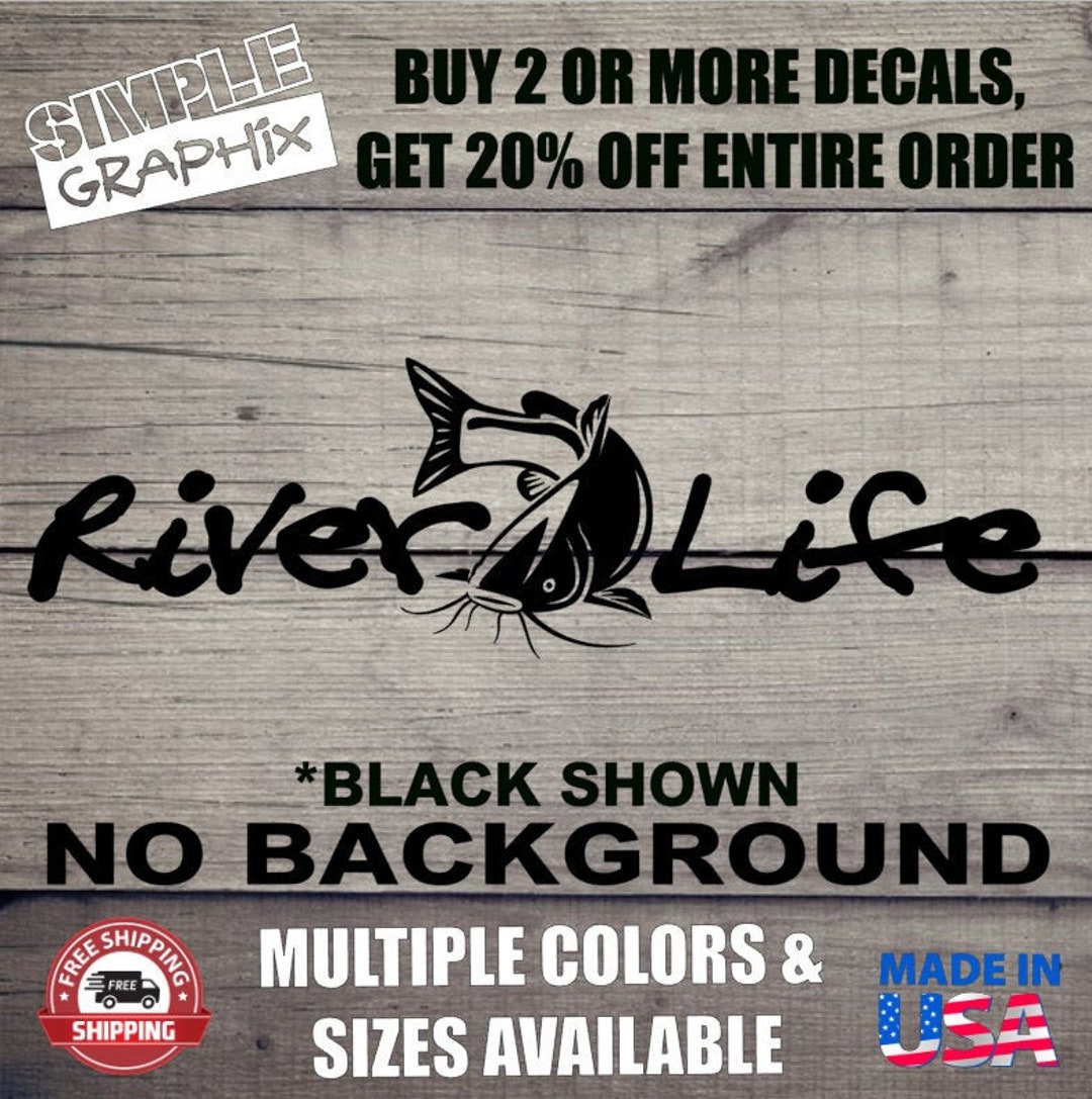 River Life Catfish Vinyl Decal, Bumper Sticker, Fishing, Channel/blue ...
