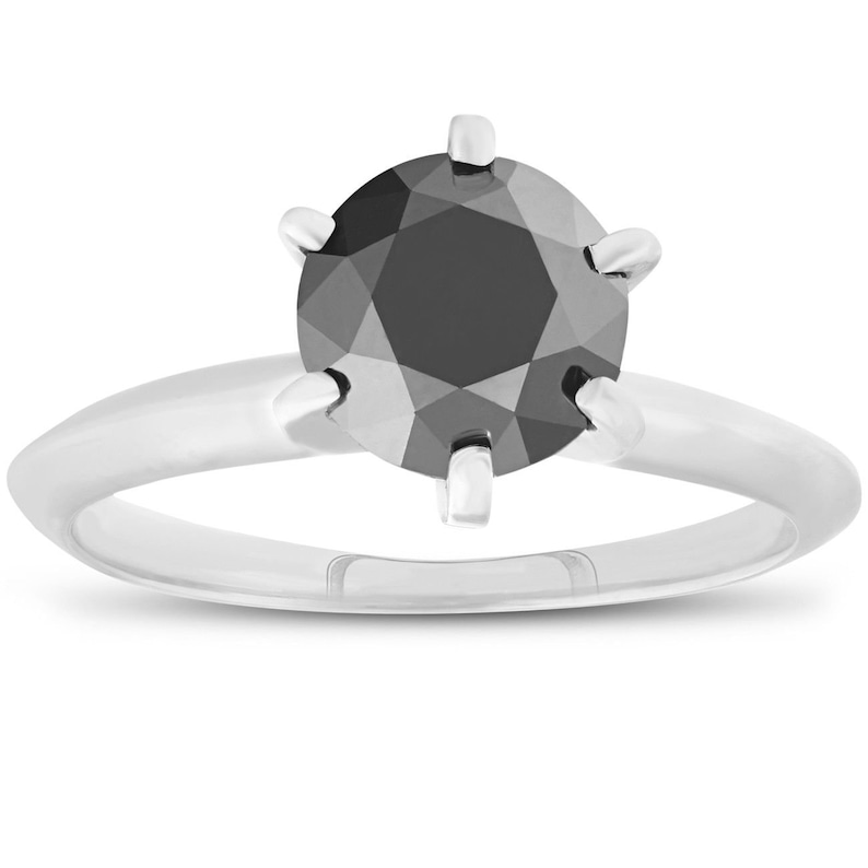 3.50 Ct Certified Round Shape Black Diamond Ring in 925 Silver - Etsy