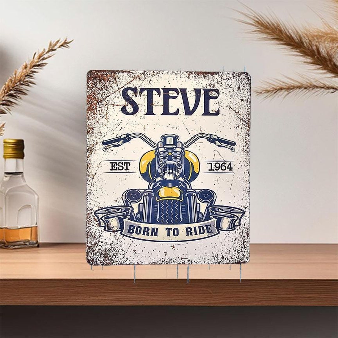 Personalised Motorbike Sign Motorcycle Metal Plaque Born to Ride Custom ...