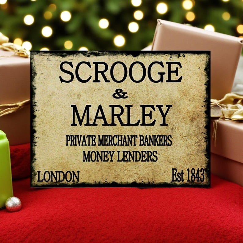 Vintage Scrooge Metal Sign | Rustic Christmas Weatherproof Plaque ...