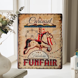 Retro Carousel Wall Sign: Vintage Funfair Inspired Metal Plaque for ...