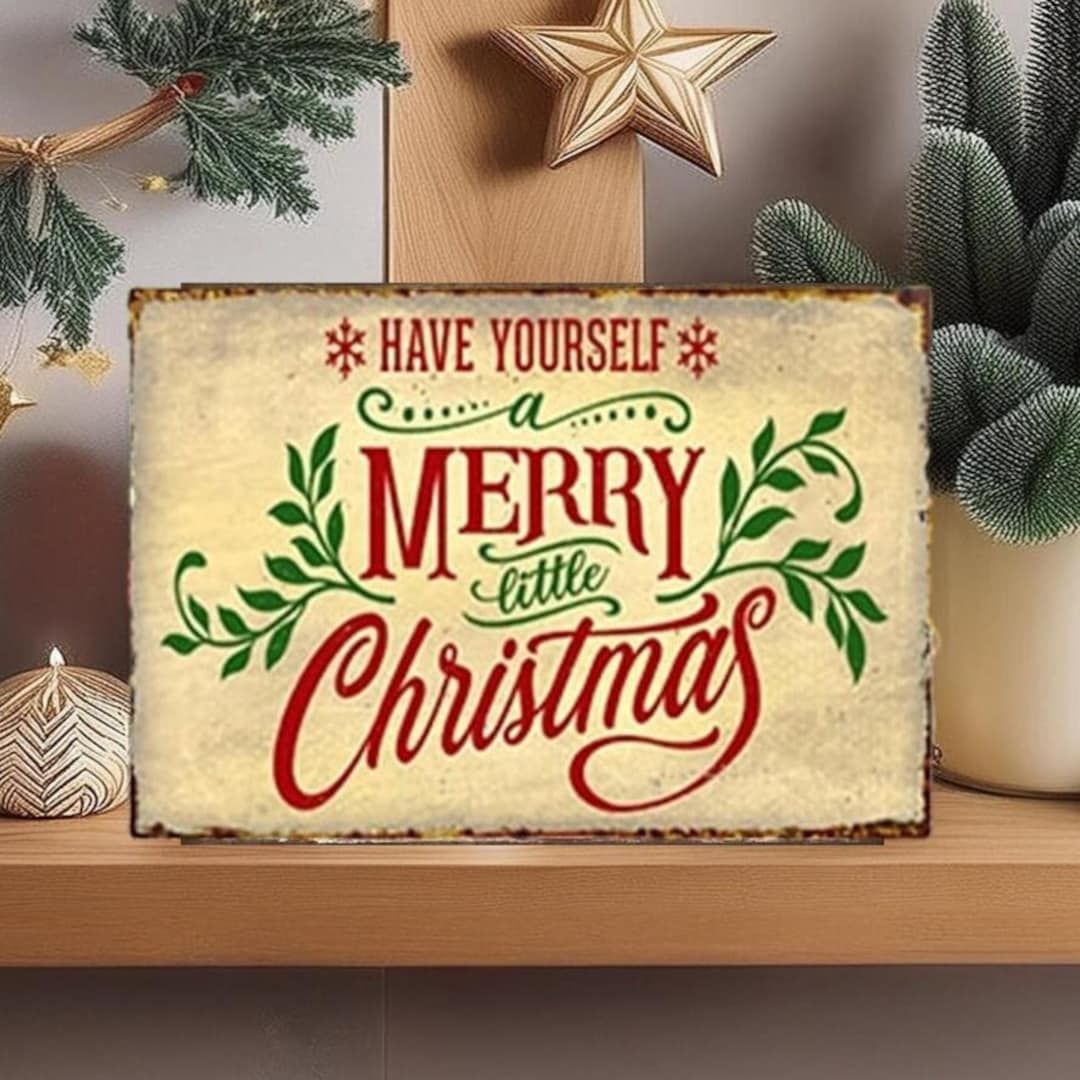 Vintage Christmas Metal Sign - Weatherproof Holiday Wall Plaque Home ...