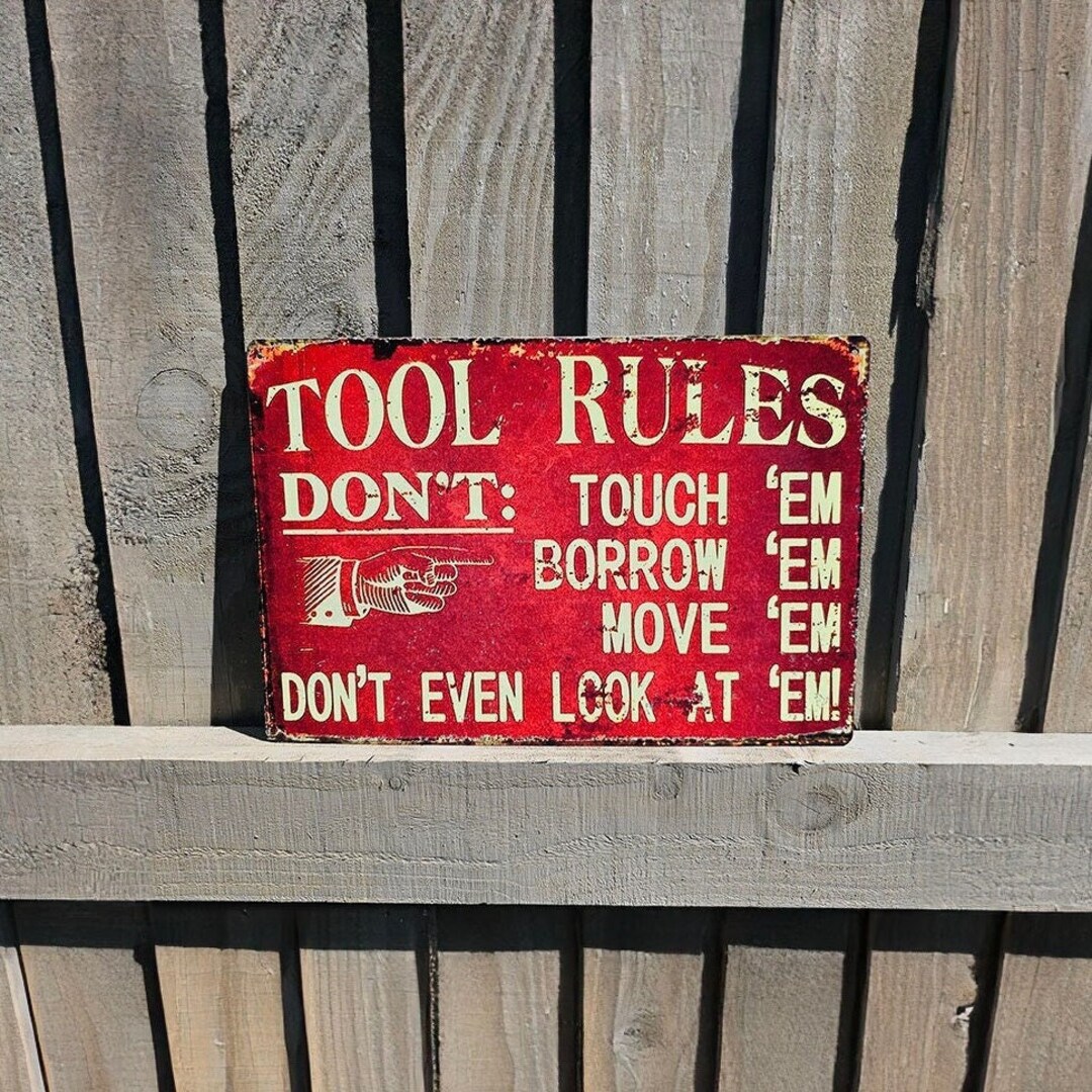 Tool Rules Sign-garage Shed-man Cave-metal Plaque Gift for Dad Unique ...