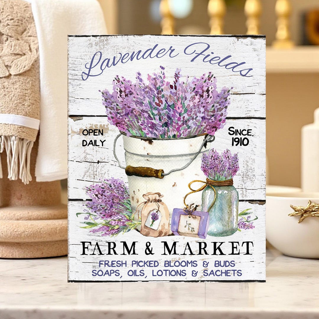 Rustic Lavender Fields Metal Sign Farmhouse Decor - Etsy